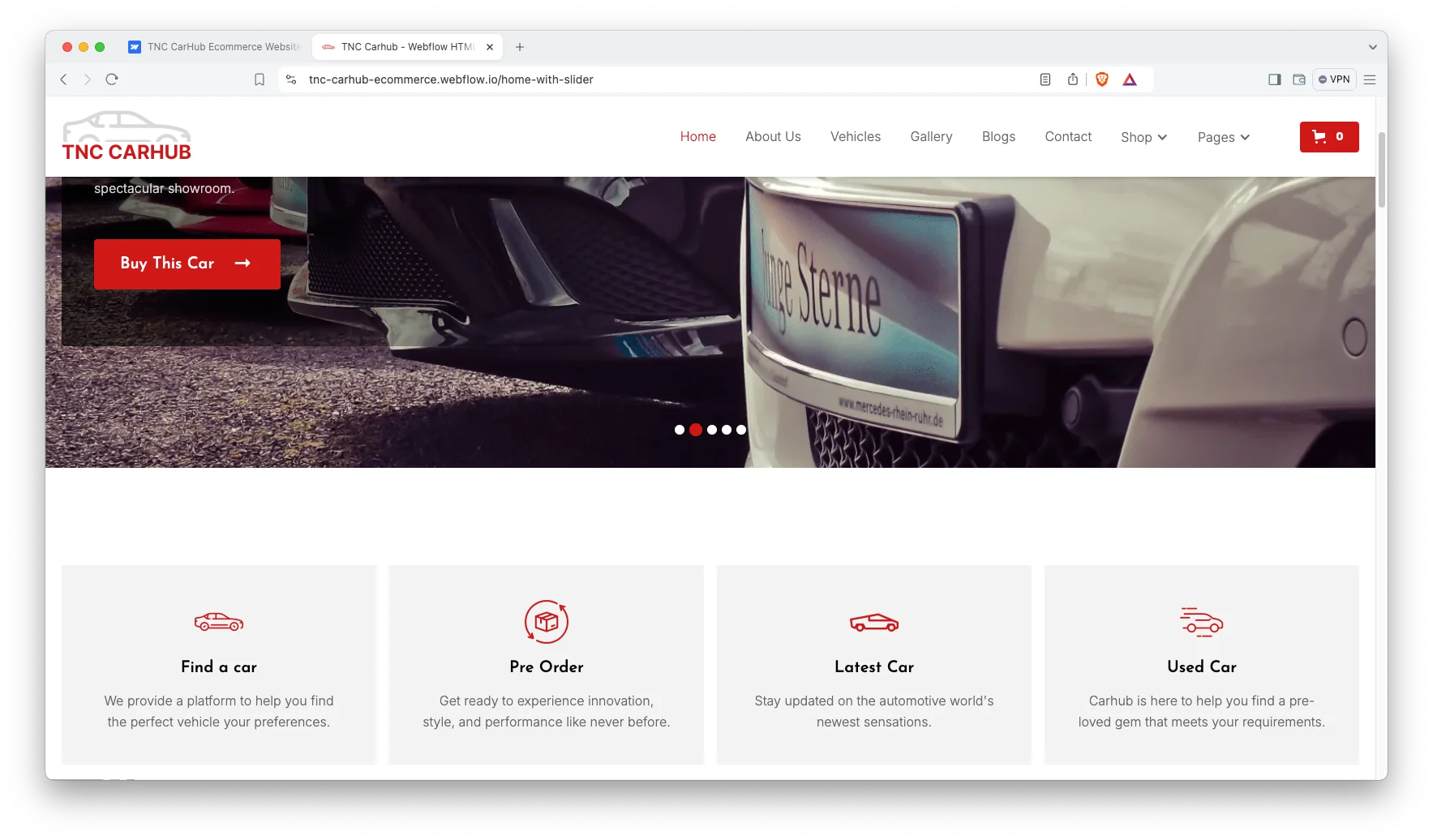 TNC CarHub Ecommerce - New Webflow Cars Template (With Video) - ThemeNcode LLC