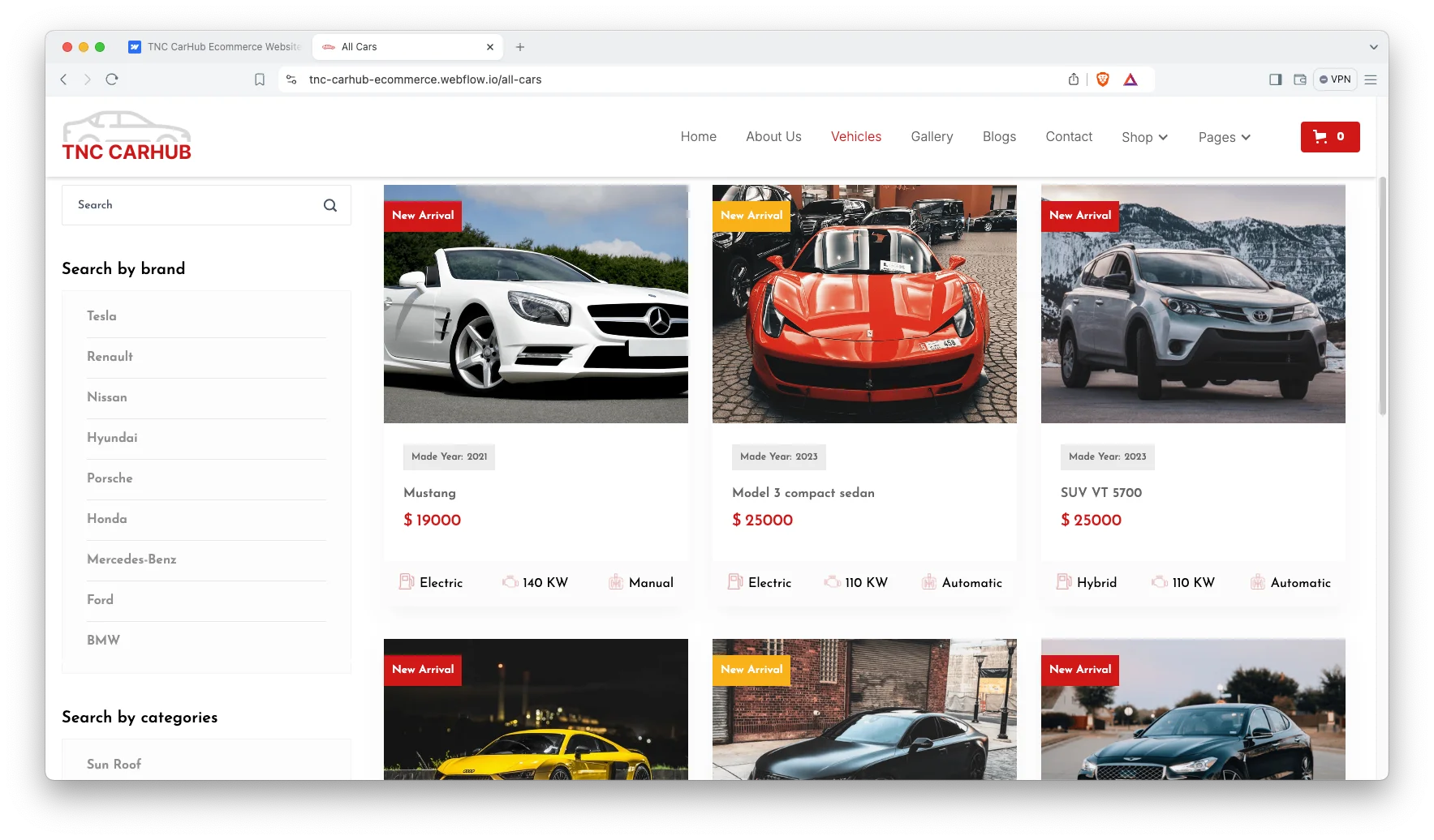 TNC CarHub Ecommerce - New Webflow Cars Template (With Video ...