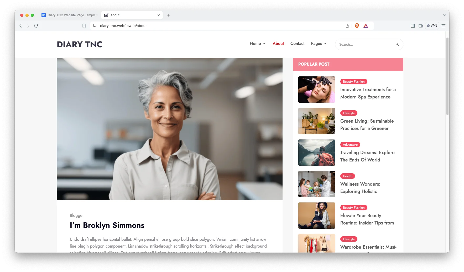 Diary TNC – New Webflow Blog Template - ThemeNcode LLC