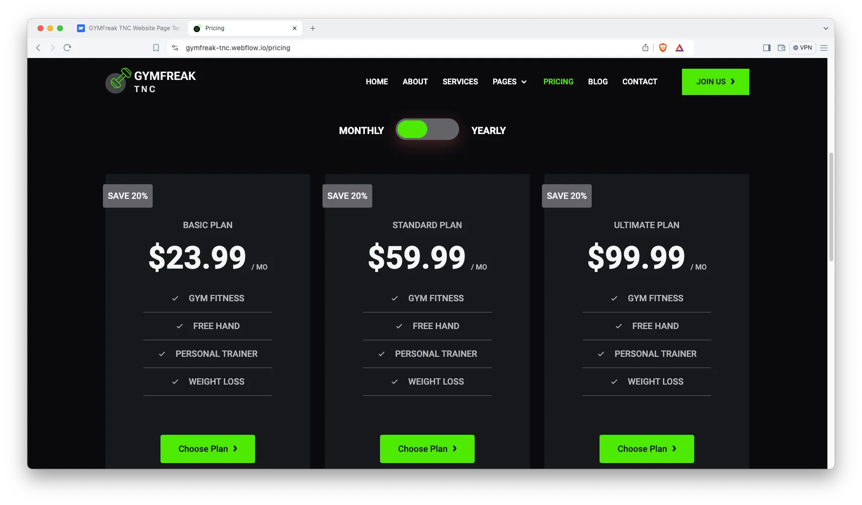 GYMFreak TNC - New Webflow Gym Template - ThemeNcode LLC