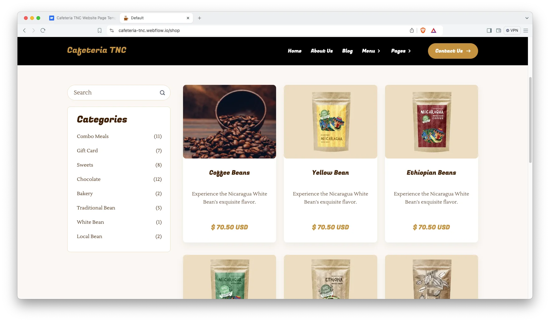 Cafeteria TNC - New Webflow Coffee Shop Template - ThemeNcode LLC