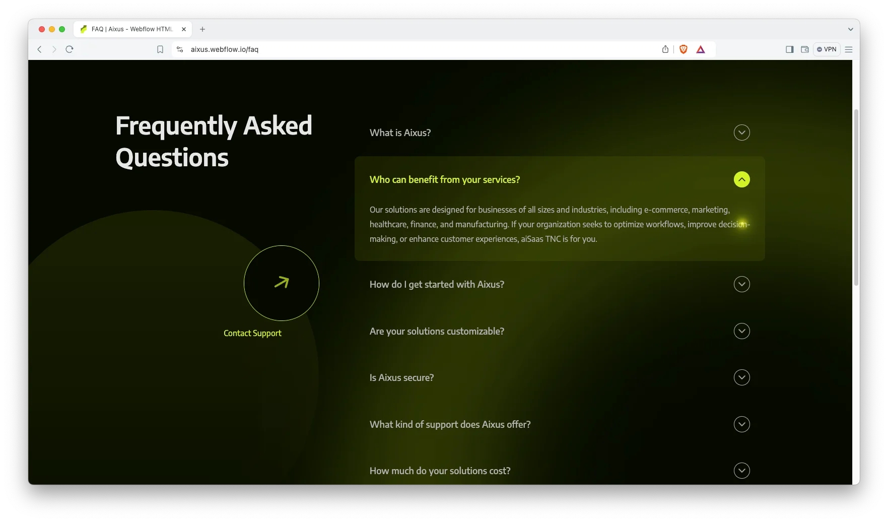 Aixus - New Webflow Technology Template - ThemeNcode LLC