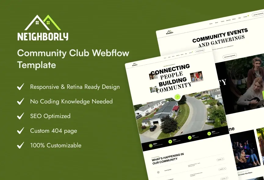 Neighborly - New Webflow Community & Nonprofit Template - ThemeNcode LLC